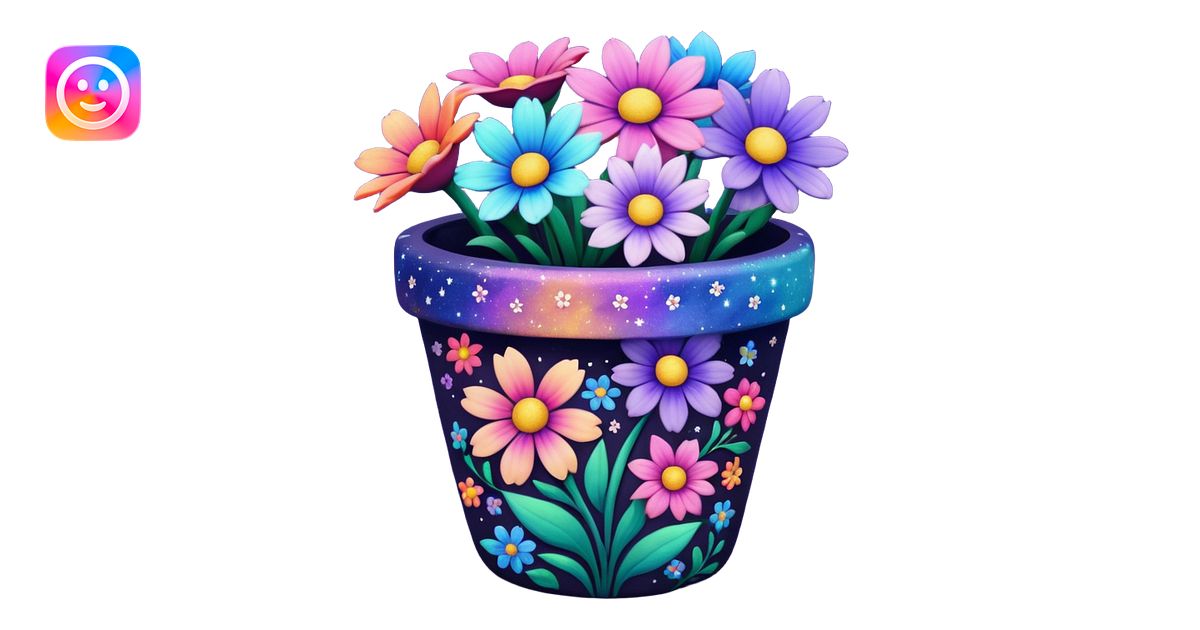 Galaxy Painted flower clay pot of Galaxy Colored Petalled Flowers ...