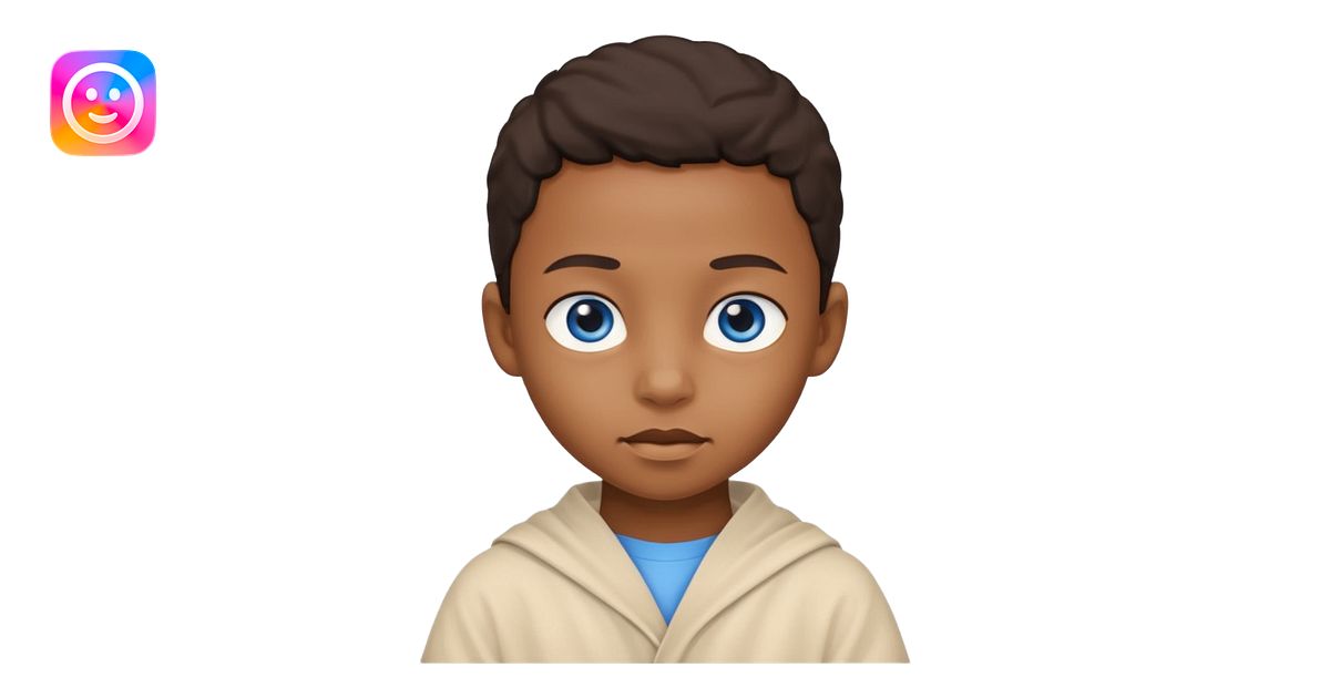 blue eyed desert black child with creme cloth emoji | AI Emoji Generator