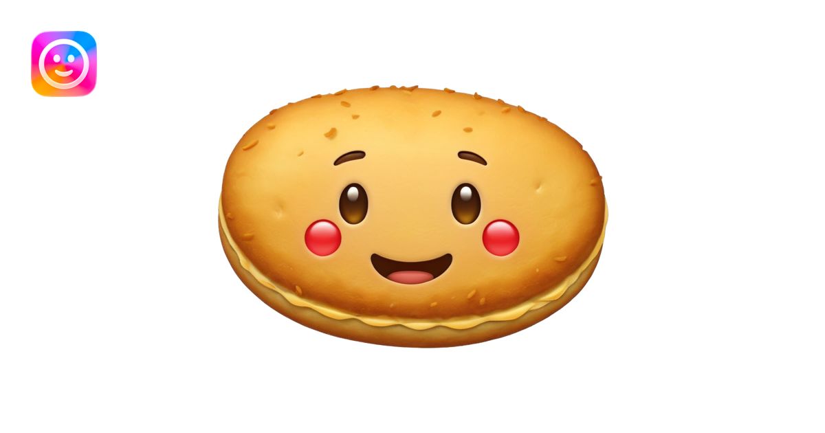 oval potato cutlet, cartoonish with a crunchy texture, emoji style ...
