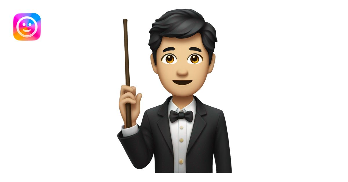 asian american orchestra conductor with dark hair and baton emoji | AI ...