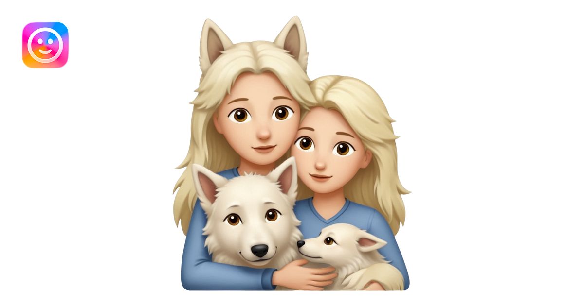 White Shepard short fur Brown eyes is huggin from a Long-haired blonde ...