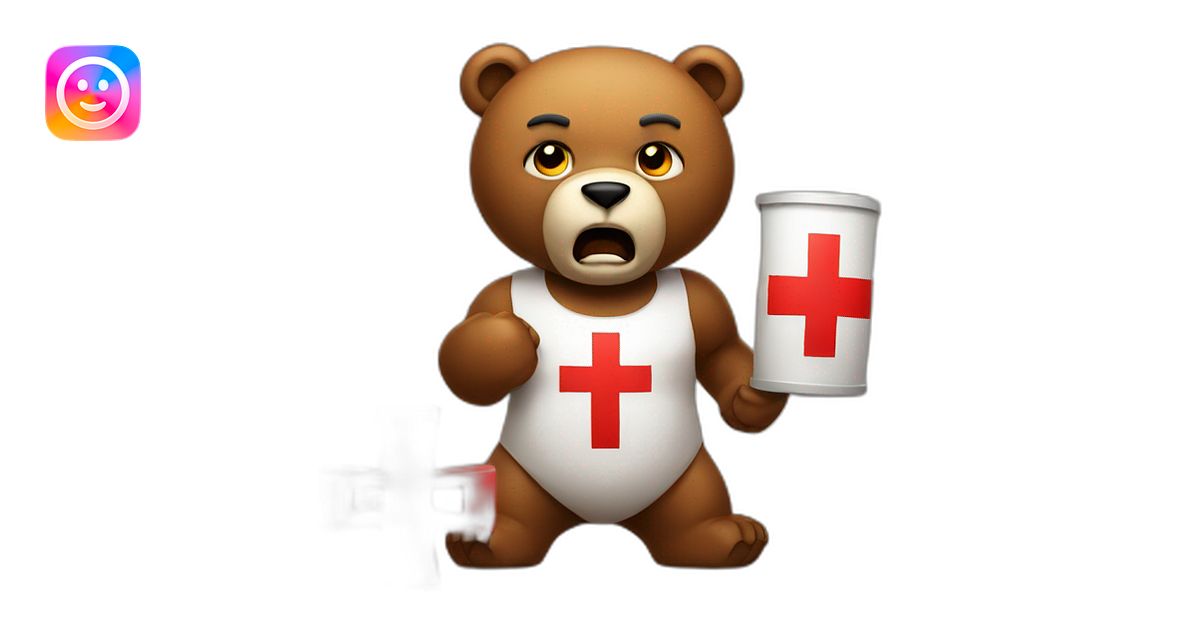 Angry bear holding red cross emoji | AI Emoji Generator