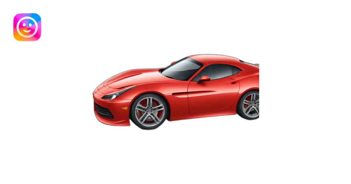 Red sport car with huge wheels emoji | AI Emoji Generator
