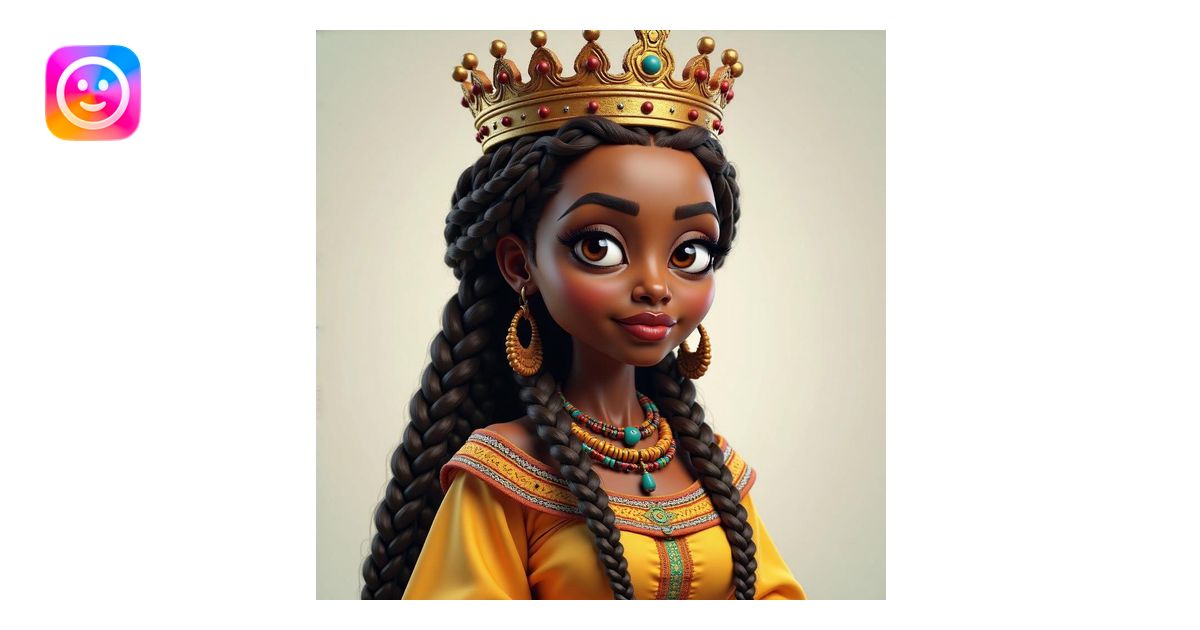Create me a Stylized 3D Character Art of an beautiful Ethiopian Queen ...