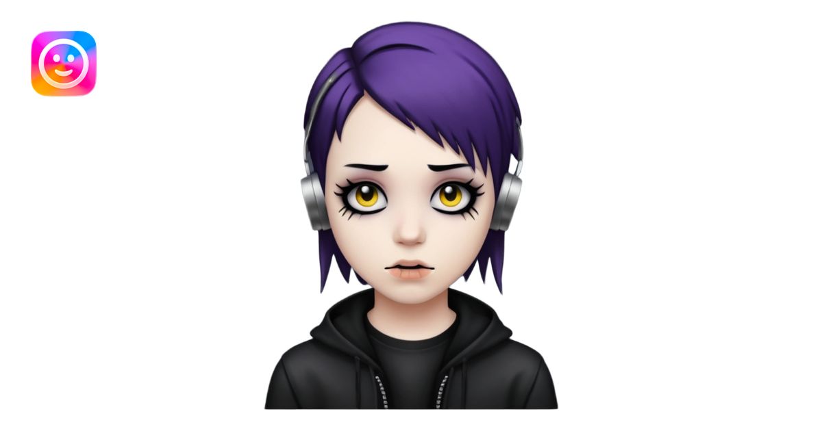 an emo nonbinary person listening to metal emoji | AI Emoji Generator