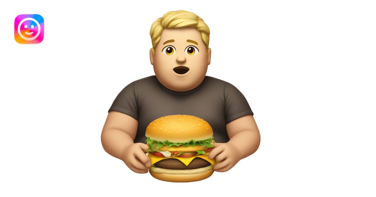 Fat boy eating burger emoji | AI Emoji Generator
