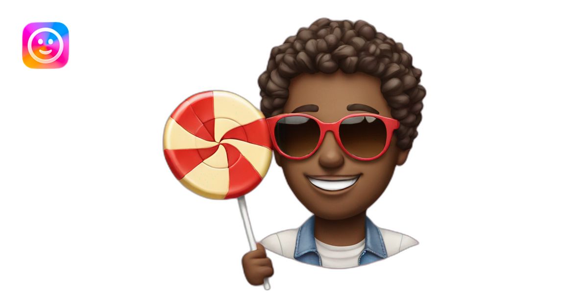 Normal smiling emoji with sunglasses and a lollipop in his mouth emoji ...