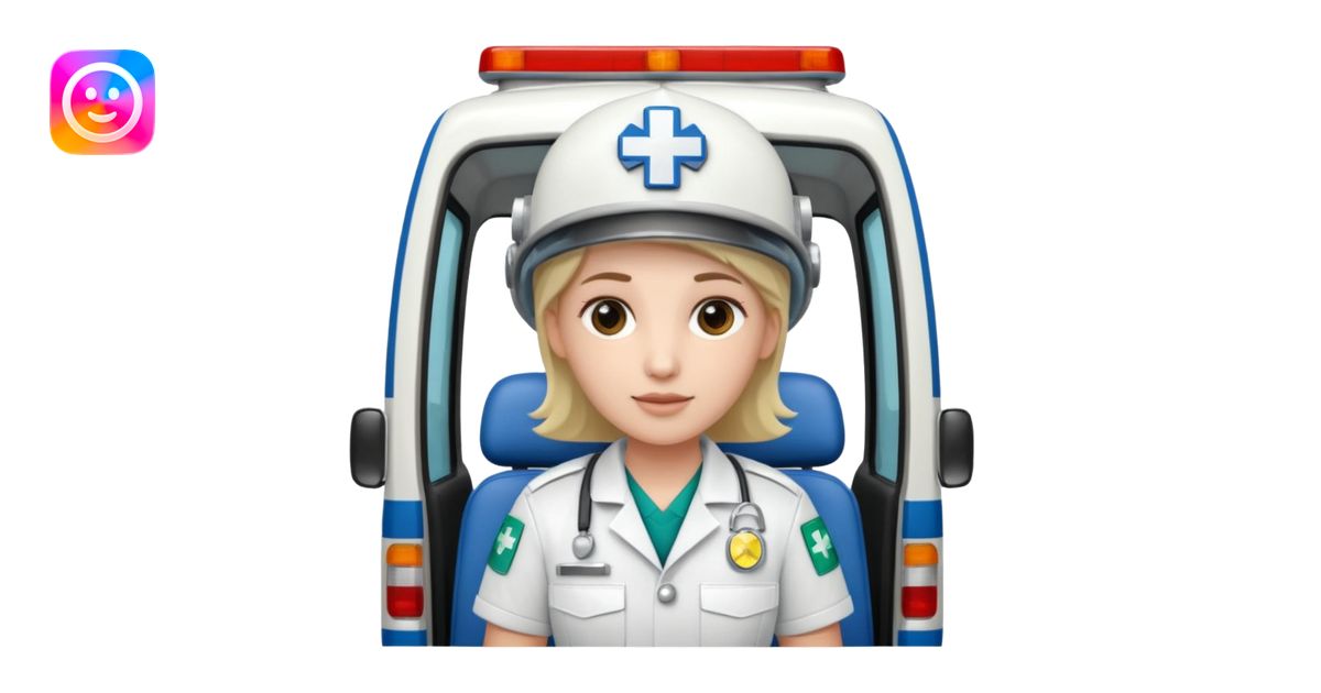 an ambulance driven by peluche emoji | AI Emoji Generator