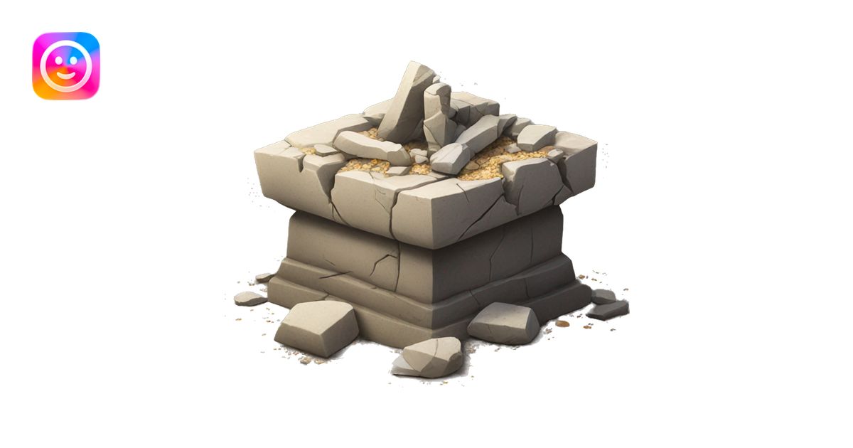 stone Altar broken down with pieces of it on the ground emoji | AI ...
