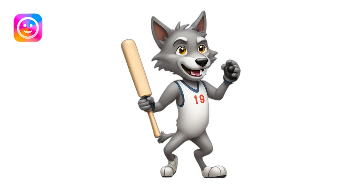 Wolf playing cricket emoji | AI Emoji Generator
