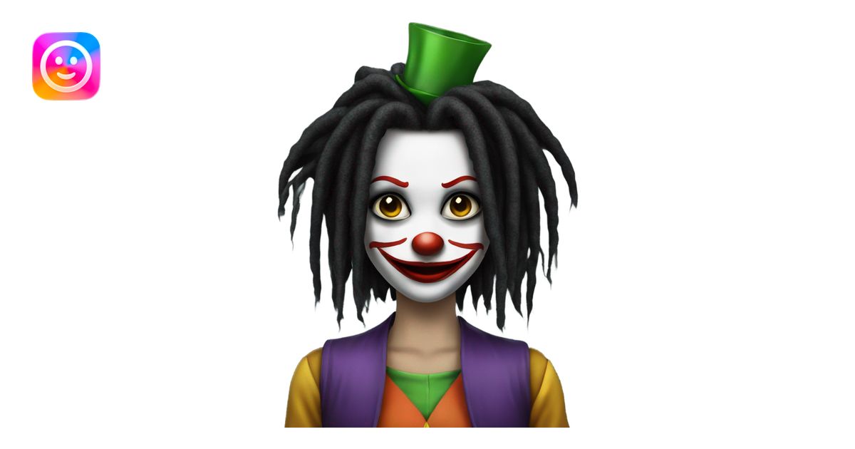 Joker Clown girl, black dreadlocks emoji | AI Emoji Generator