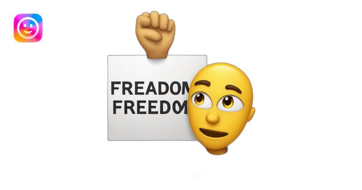 a demonstrator with a sign that says "freedom" emoji | AI Emoji Generator