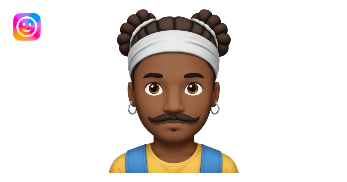 bun hair man and mustache and face tattoos very heavy and headband ...