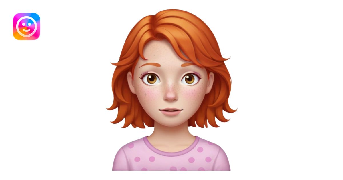 A ginger haired girl with lots of freckles and a pink face emoji | AI ...