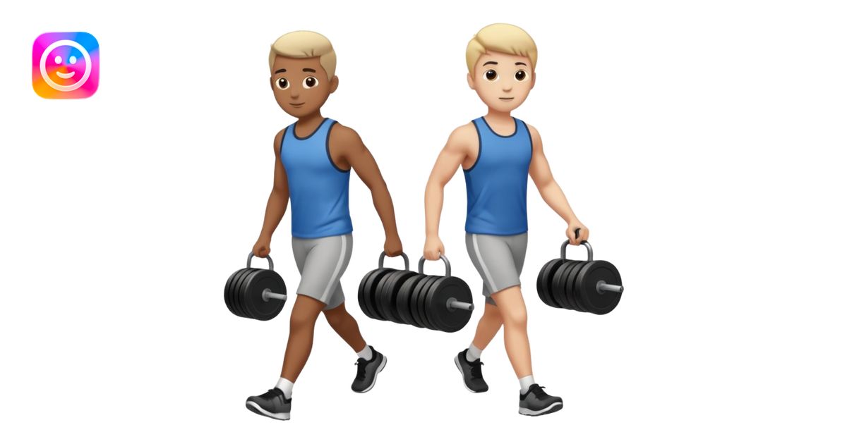 two boys walking, wearing gym clothes and carrying gym equipment, full ...