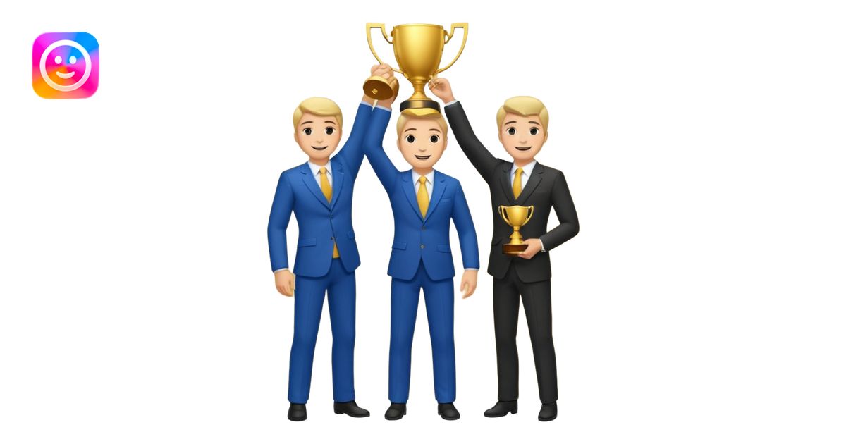 winner ceremony with one guy handing another guy a trophy emoji | AI ...