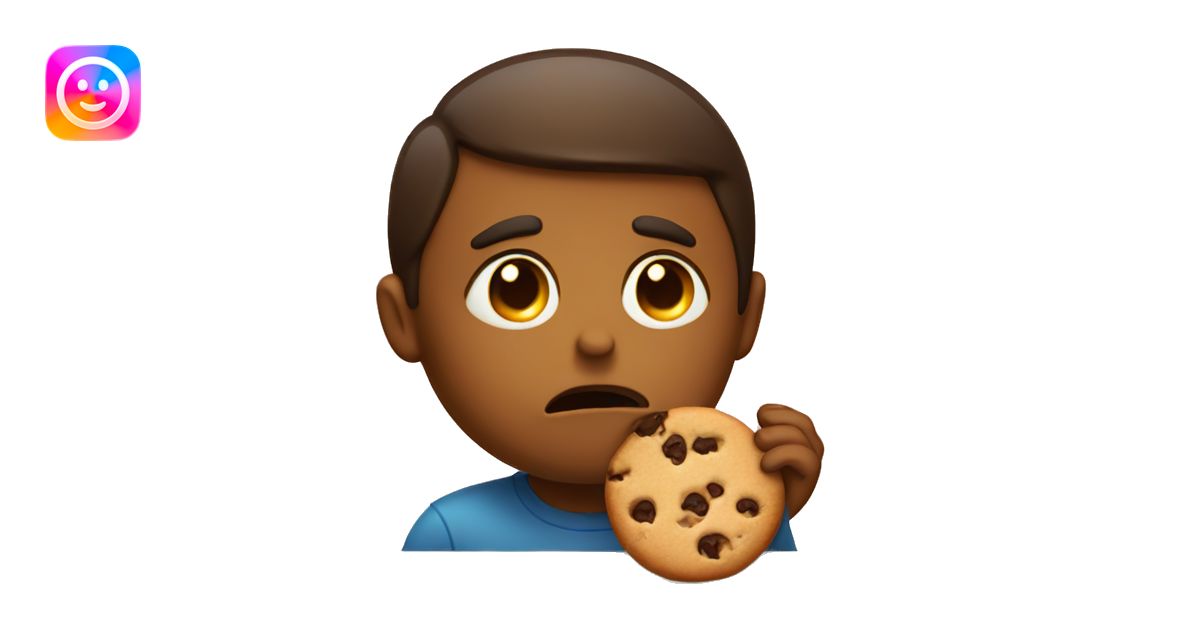 Sad face eating a cookie emoji | AI Emoji Generator