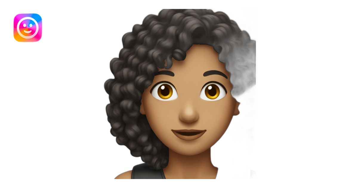 alyson our happy boss long curly dark hair emoji | AI Emoji Generator