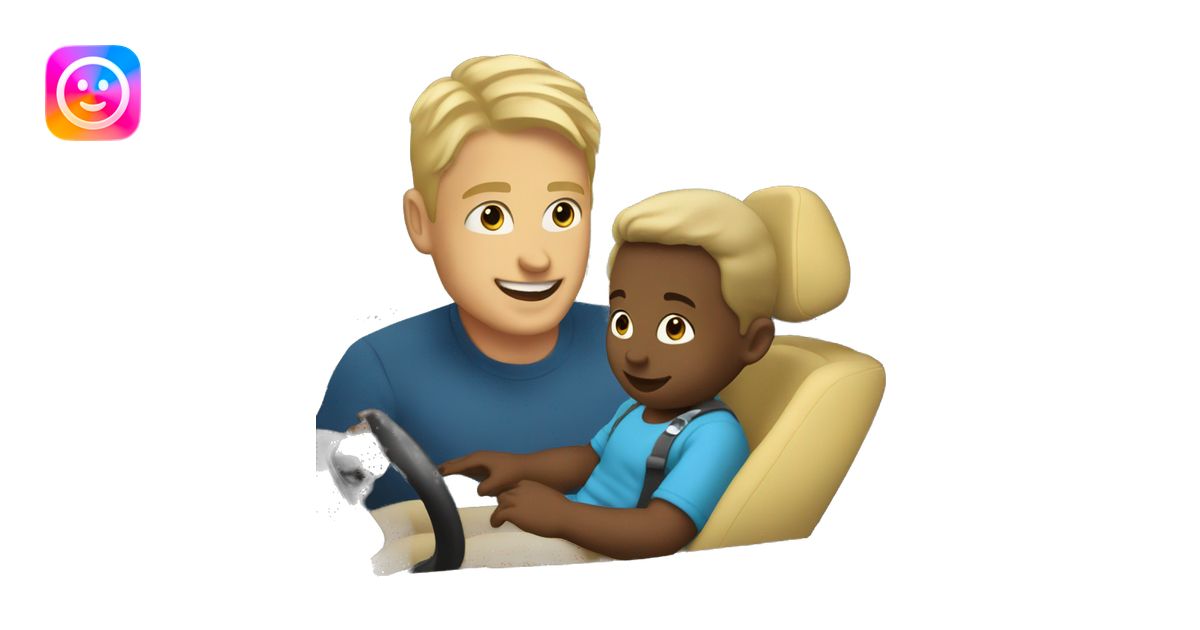 blonde dad plays cars with babyson emoji | AI Emoji Generator