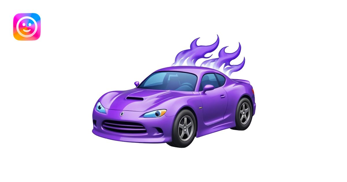 Purple car drifting with navy blue flames coming out of the rear tires ...