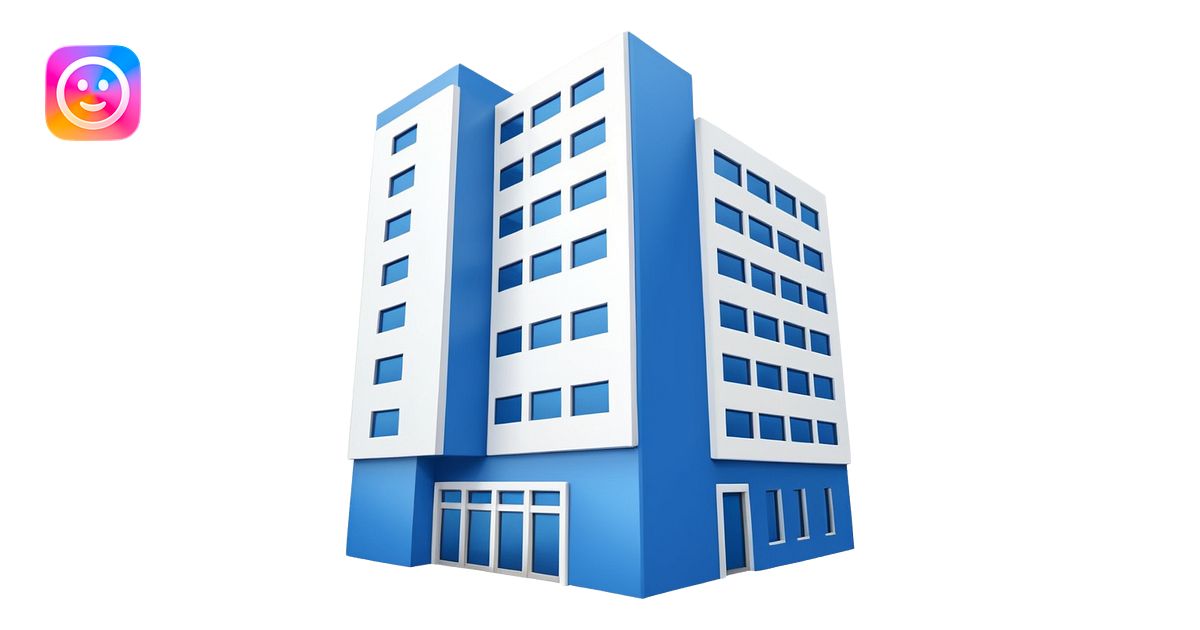 blue and white building from an up left angle emoji | AI Emoji Generator