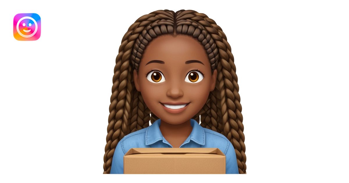 black girl with straight down box braids emoji | AI Emoji Generator