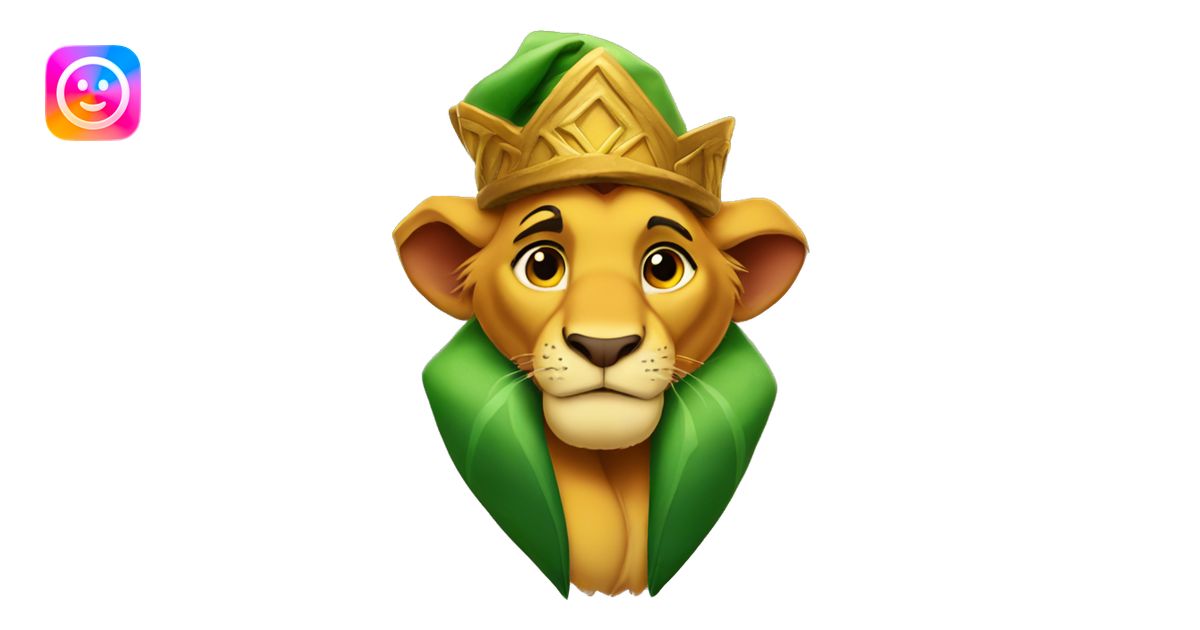 Simba from Lion King wearing Elf hat emoji | AI Emoji Generator