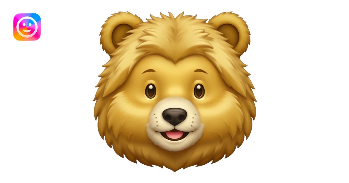 create a golden bear emoji just of the face using the style of ...