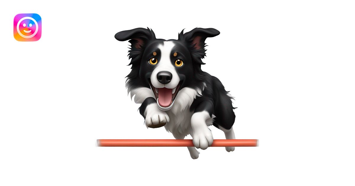 Black tri border collie doing agility emoji | AI Emoji Generator