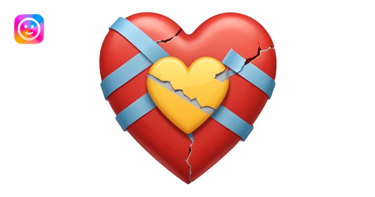 Heart held together by tape, tape snapping emoji | AI Emoji Generator
