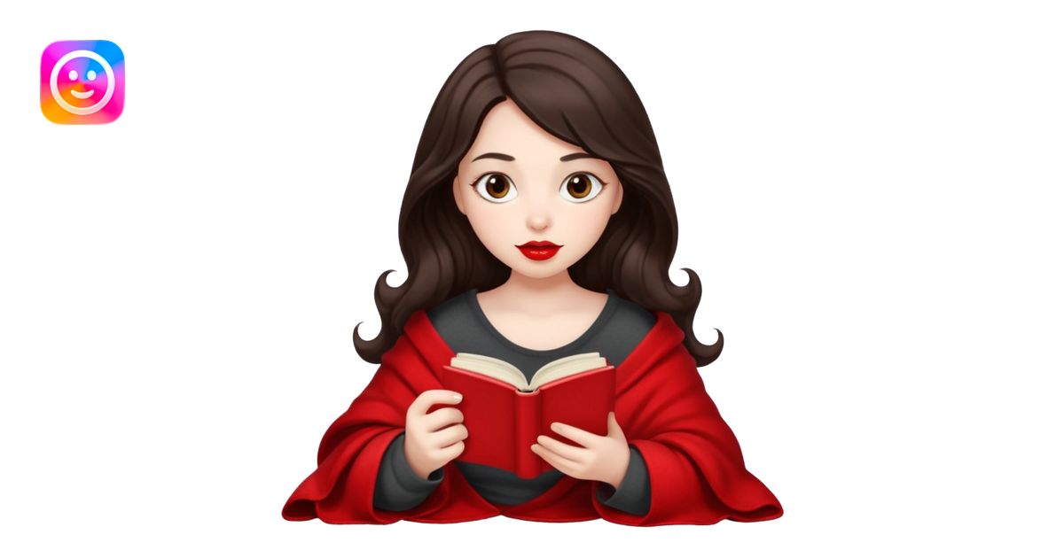 Long wavy dark brown haired, white skinned, dark big eyed girl with red ...