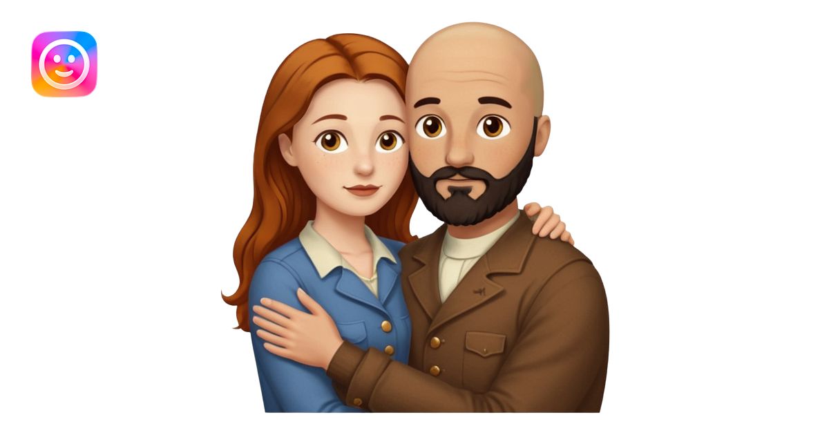Couple. Bald man with dark brown-black beard. White woman with many ...