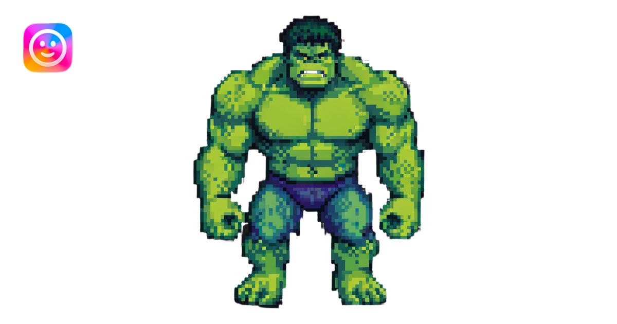 the hulk character in pixel art style illustration | AI Emoji Generator