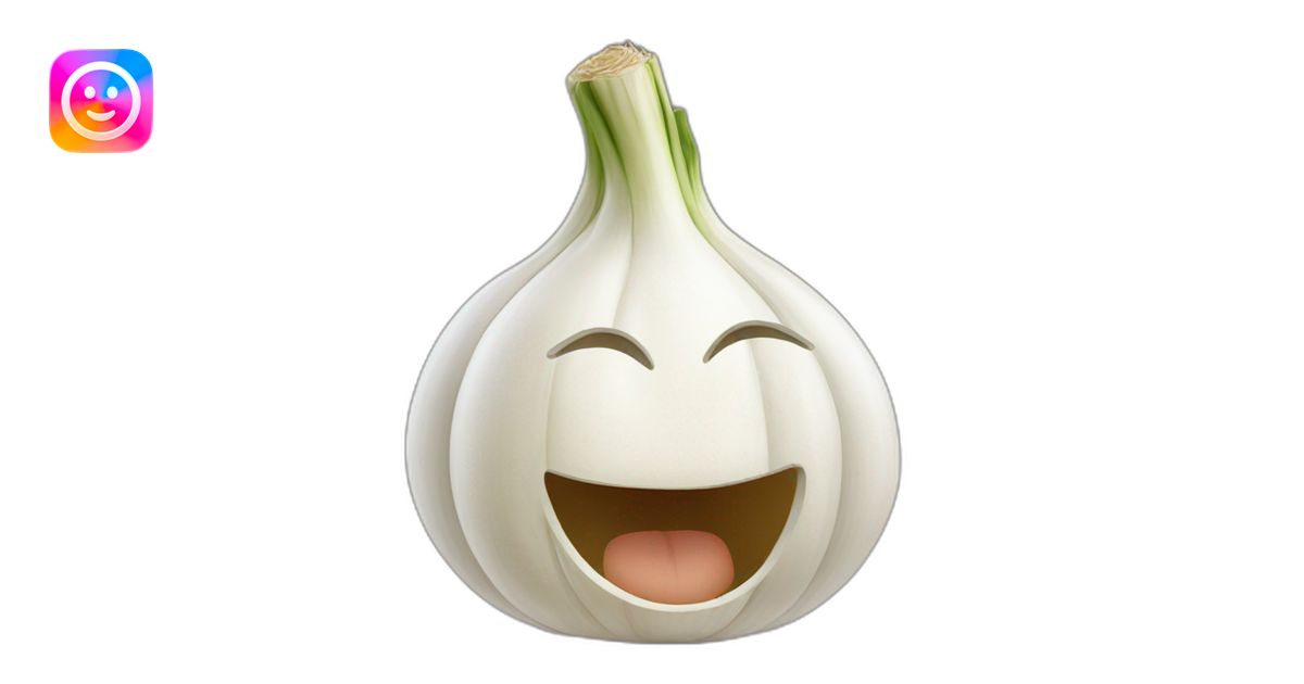 Head of a cartoon female garlic character emoji | AI Emoji Generator