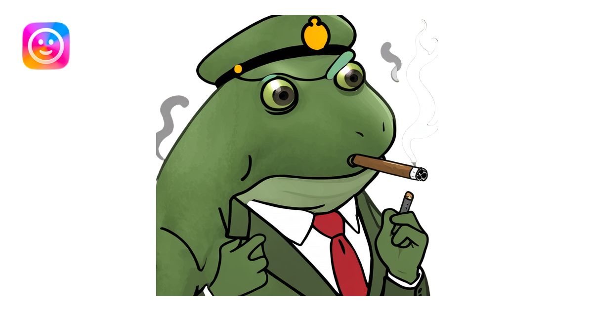 mob boss Italian frog, smoking a cigar, with a stern expression meme ...