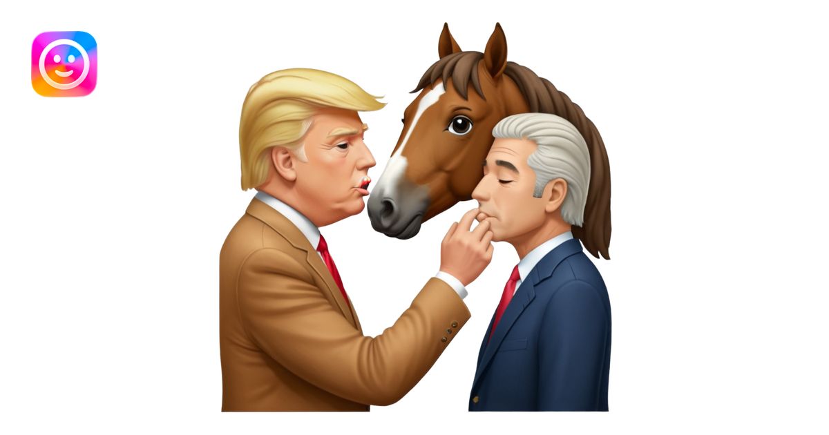 Donald trump and Jeffery Epstein kissing a horse named bubba emoji | AI ...