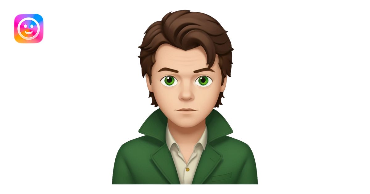 Harry Styles with green eyes emoji | AI Emoji Generator
