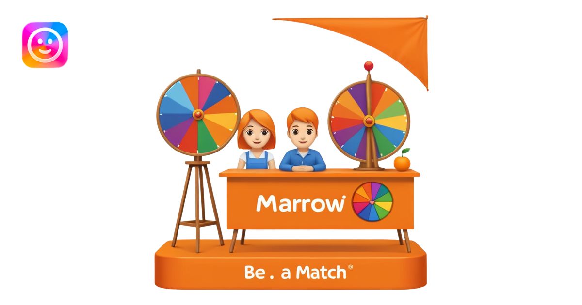 emoji of a recruitment booth. Two cartoon figures stand behind an ...