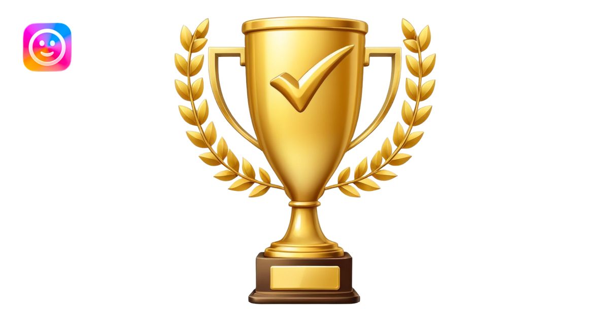 achievement goal with trophy and checkmark emoji | AI Emoji Generator