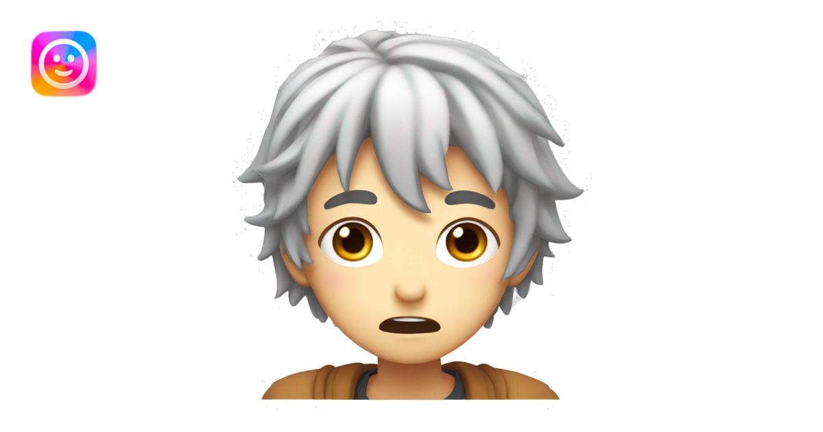 An anime character with wide eyes, open mouth, and sweat drops on their ...
