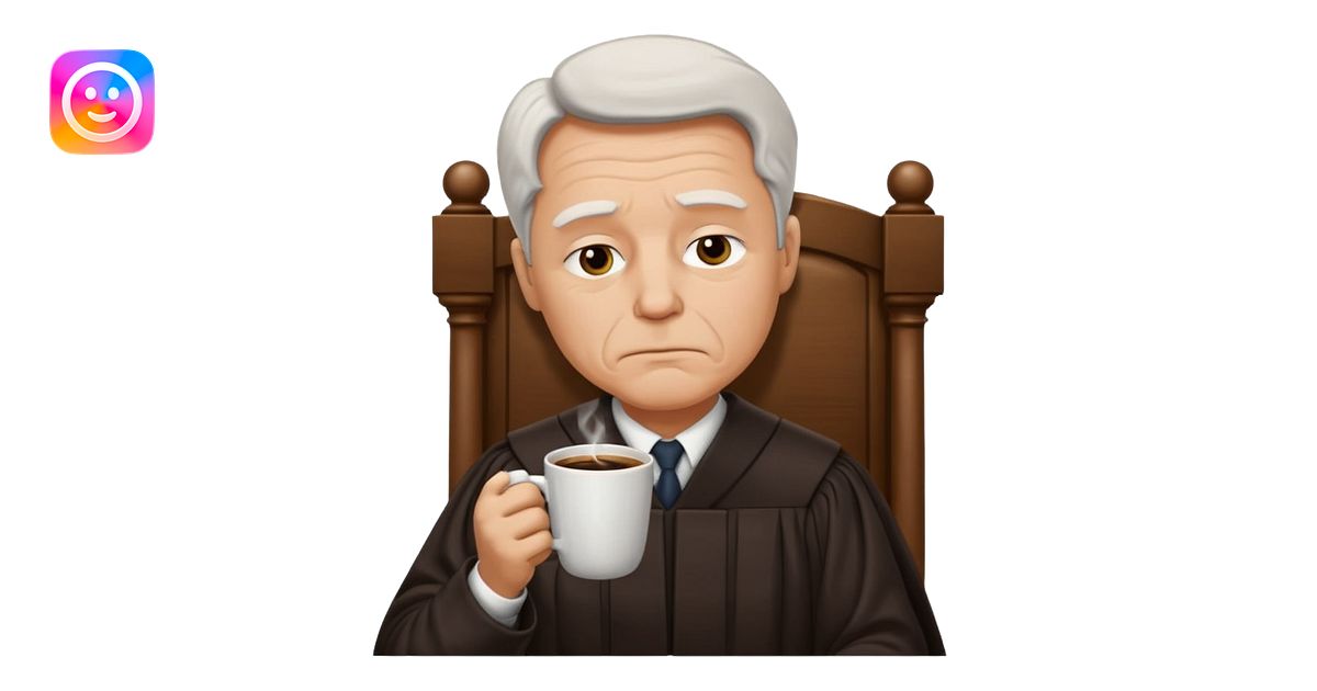 Sleepy judge sipping coffee emoji | AI Emoji Generator