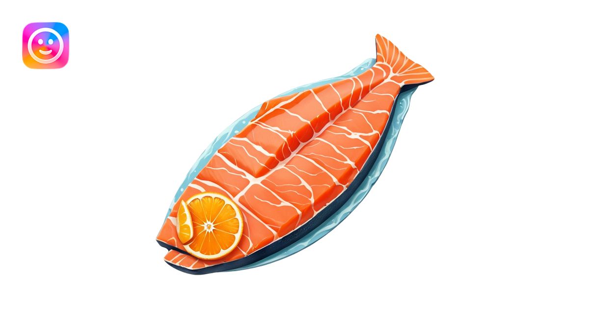 create a half cut Slice of Salmon Camera angle: slightly elevated top ...