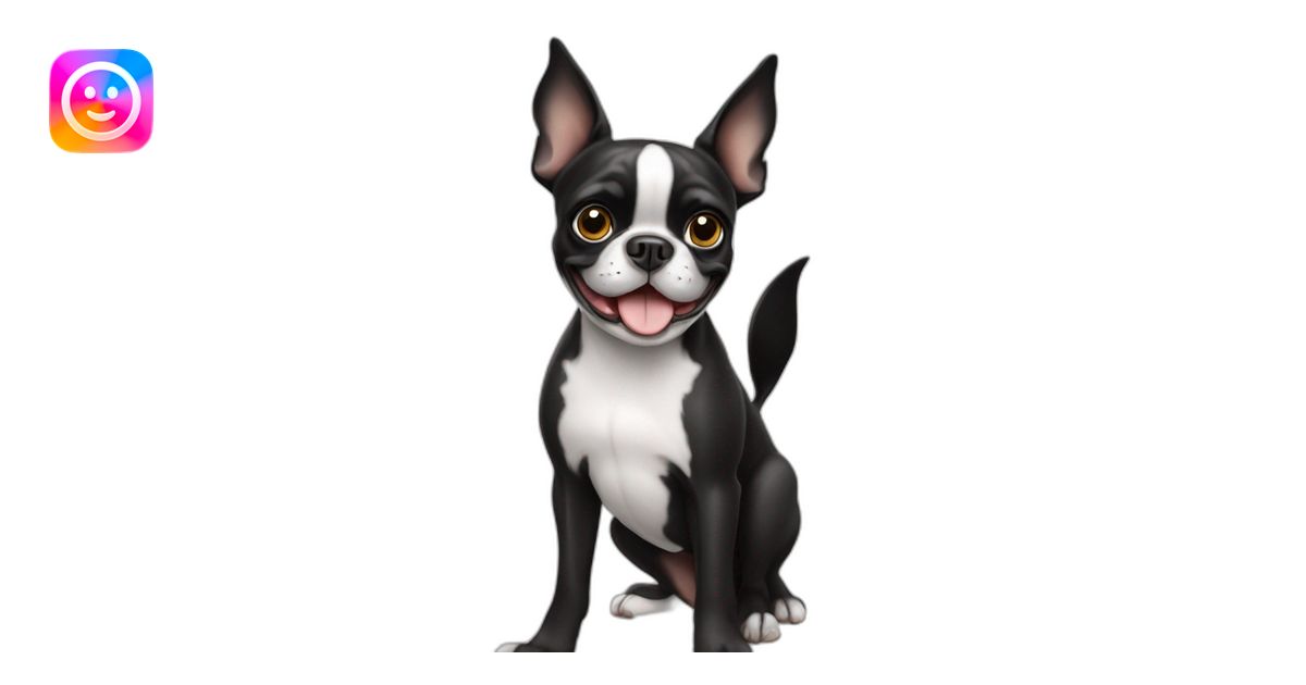 Boston terrier waving hello emoji | AI Emoji Generator
