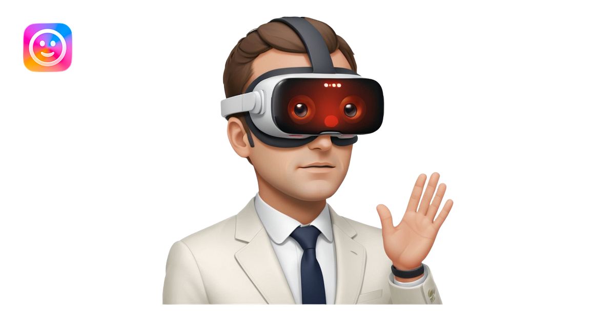 President Macron with oculus quest white emoji | AI Emoji Generator