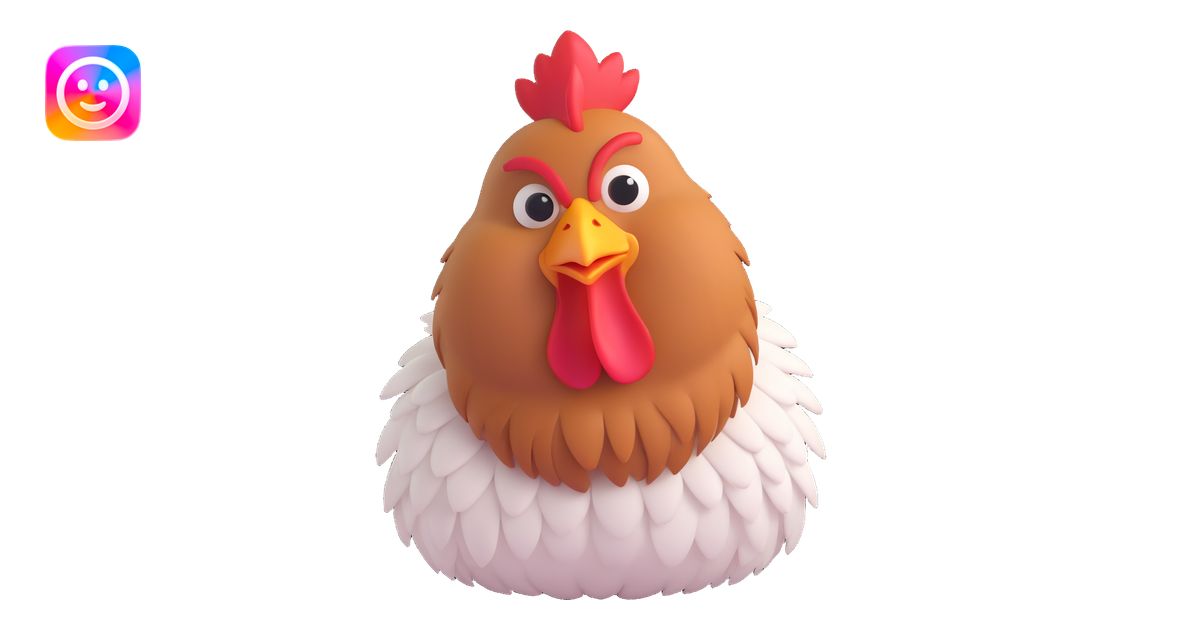 cute hen with fluffy feathers, winking emoji | AI Emoji Generator