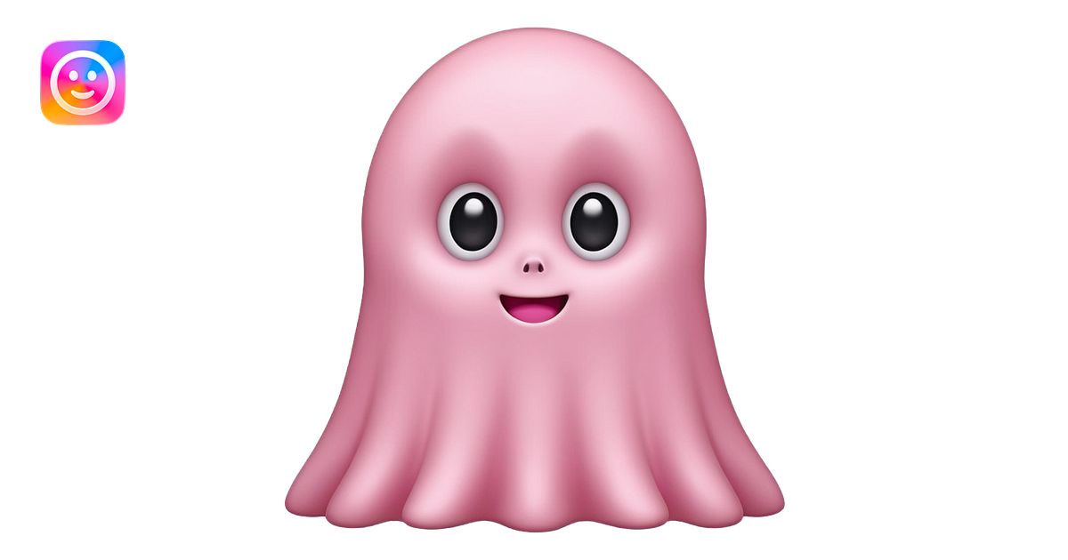 Cute pink ghost character with big adorable eyes and a small smile ...