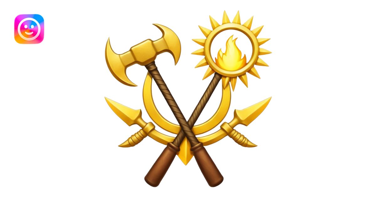 The Sickle and the Hammer are crossed, and behind them are the rays of ...