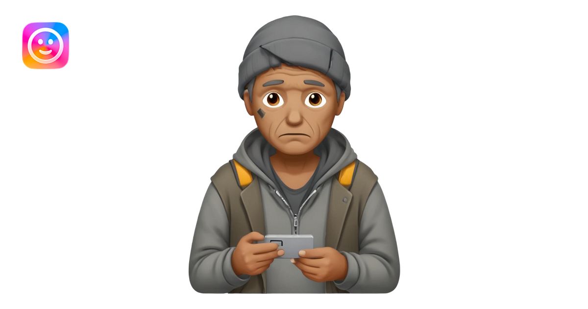 a homeless guy begging for money but with a card reader instead emoji ...