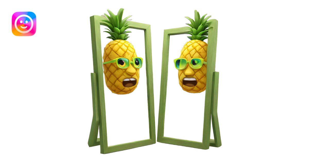 3D 🍍 pineapple looks at its reflection in the mirror emoji | AI Emoji ...