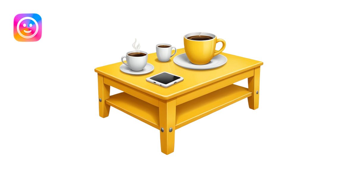 yellow coffe table, coffee on top emoji | AI Emoji Generator